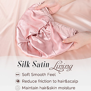 YANIBEST Turbans for Women Satin Bonnet Silk Bonnet for Sleeping Head Wraps Adjustable Twisted Headwrap Pink