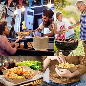 KLINEUS 100 pcs Paper Food Trays Disposable, 2 LB Brown Food Boats Disposable for Serving Concession Food, Paper Tray, Nacho Trays Disposable, Paper Boats for Food in Festivals, Carnivals and Fairs