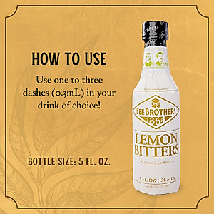 Fee Brothers Lemon Cocktail Bitters - Aromatic Cocktail Mixer & Concentrated Flavoring, Gluten Free, Vegan-Friendly, 5 fl oz