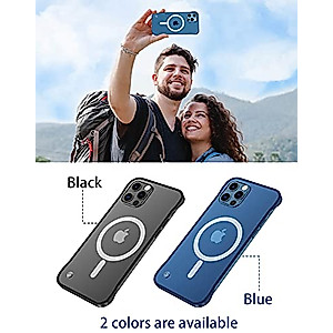 COMBOMTEK Slim Case for iPhone 12 Pro Max Compatible with Magsafe, Ultra Thin Frameless Case with Mag Safe Qi Wireless Charging