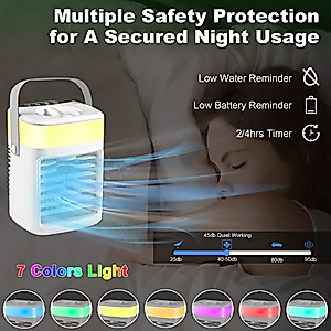 Chill2.0 Mini Air Conditioner with 700ML, Portable Air Conditioner, Evaporative Air Cooler, 3 Speeds Personal Space Cooler Humidifier, Small Portable AC Desk Spray Fan for Home Office Room