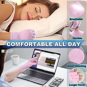 Kecartu 2 Pairs Compression Gloves for Rheumatoid Arthritis, Osteoarthritis, Carpal Tunnel Pain, Fingerless Arthritis Hand Gloves for Women Men Support Work&Computer Typing (Pure Black+Purple,Medium)