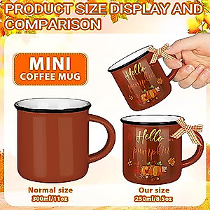 Lallisa 4 Pcs Fall Mini Coffee Mug Autumn Pumpkin Maple Leaf Mini Coffee Cups Fall Tiered Tray Decor with Handle for Kitchen Farmhouse Thanksgiving Home Decoration Centerpieces Gift Centerpieces Party