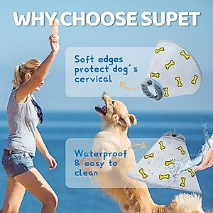 Supet Dog Cone for Dogs After Surgery, Soft Dog Cones for Large Medium Dogs, Comfortable Dog Cone Collar to Stop Licking, Adjustable Pet Recovery Collar for Small Dogs (Bone, S (Neck:10.5"-12.5"))