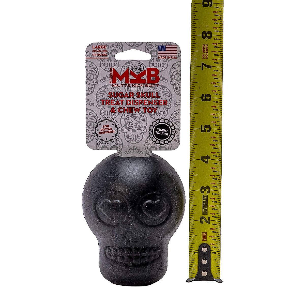 Naughty Spotty Dog Treat Gift Box, Black Skull Treat Dispenser, USA-Made Dog Treats & Chews, Md/Lg Dogs, (Peanut Butter, Blueberry, Peppermint & Chicken Flavors).