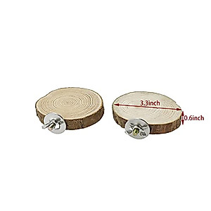 Meprotal 2Pack Bird Perch Stand for Cage, Natural Wooden Parrot Platform, Wood Bird Perch Bird Toy for Canary Parakeet Cockatiel Parrot Budgie Sparrow (3.3inch)