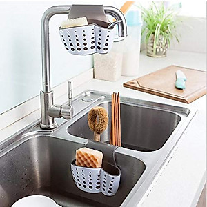 SEIDO Kitchen Sink Caddy Sponge Holder, 2-pack Saddle Sponge Caddy Organizer for Kitchen, Bathroom, Durable and Cute (White)