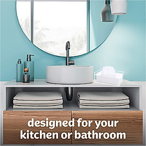 SANRUI Clear Acrylic Facial Tissue Box Cover Holder with 8mm Top Lid Rectangle Napkin Dispenser Organizer for Bathroom, Kitchen and Office Desk