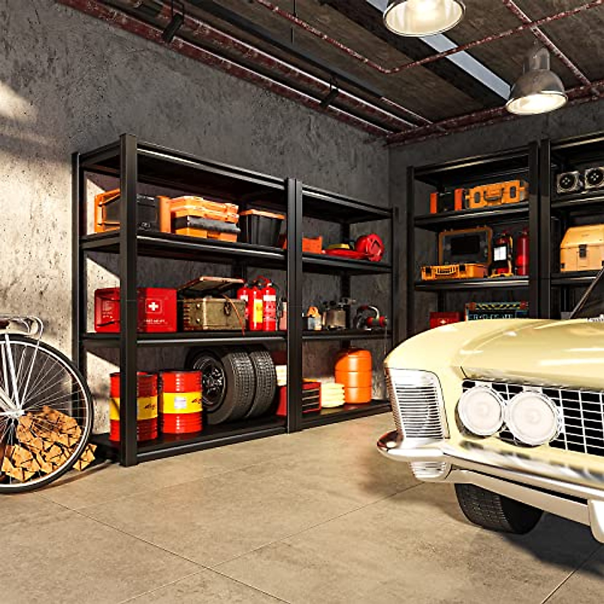 Raybee Garage Shelving Heavy Duty, 40" Wide Garage Storage Shevles Heavy Duty Shelving, Adjustable 4 Tier Metal Shelving, Garage Shelves Heavy Duty Shelves, Industrial Storage Rack, 40" W x19 D x57 H