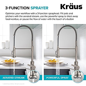 KRAUS Britt 2nd Gen Commercial Style Pull-Down Single Handle Kitchen Faucet in Spot Free Antique Champagne Bronze, KPF-1691SFACB