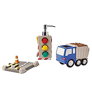 dream FACTORY Trains and Trucks 3-Piece Bath Accessories Set, Grey