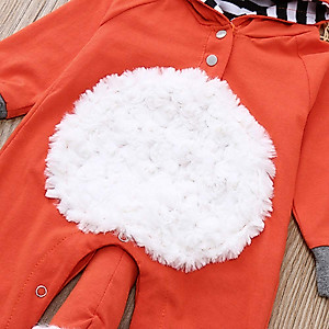 Infant Toddler Baby Boy Girl Hooded Romper Bodysuit Long Sleeve 3D Cartoon Fox Jumpsuit Outfits Set