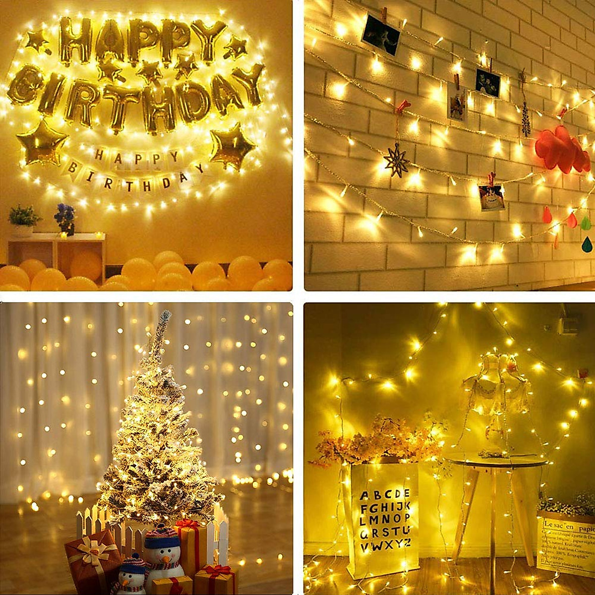 Fiee 39FT 100LED Warm White String Lights Indoor, 8 Modes Connectable Christmas Lights Outdoor Waterproof, 30V Plug in Christmas String Lights for Indoor Bedroom Christmas Garden Party Patio Decor