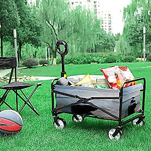 Collapsible Wagon Cart Black and White Jetski for Rent Parked on The Beach Foldable Utility Wagon Large Capacity Garden Cart with Push Bar for Beach Camp Outdoor Shopping