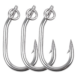 Tuna Fishing Hooks Ringed Live Bait Fishing Hook 10pcs Saltwater Big Game Hook for Tuna Circle hooks Stainless Steel Fishing Hook with Action Ring Catfish Hooks Giant Hook Shark Swordfish Tuna Catfish