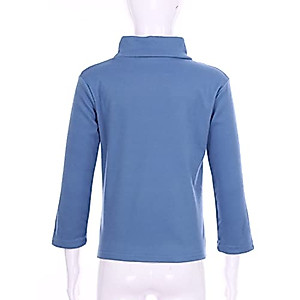 YiZYiF Kids Base Layer Tops Thermal Underwear Boys Girls Long Sleeve Mock Neck Winter Warm Shirts Baselayer T-Shirts Blue 9-10 Years