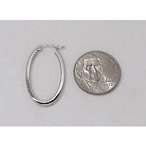 Medium 14K White Gold Oval Hoop Earrings, 1.2 In (31mm) (2mm Tube)