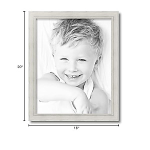 ArtToFrames 16x20 Inch White Picture Frame, This 1.5" Custom Wood Poster Frame is Off White Stain on Solid Wood, for Your Art or Photos, WOM0066-78238-YWHT-16x20
