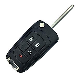 Key Fob Keyless Entry Remote Flip Key Shell Case & Pad fits Chevrolet 2010-2017 Equinox/2012-2017 Sonic/2015-2017 Trax/GMC 2010-2017 Terrain