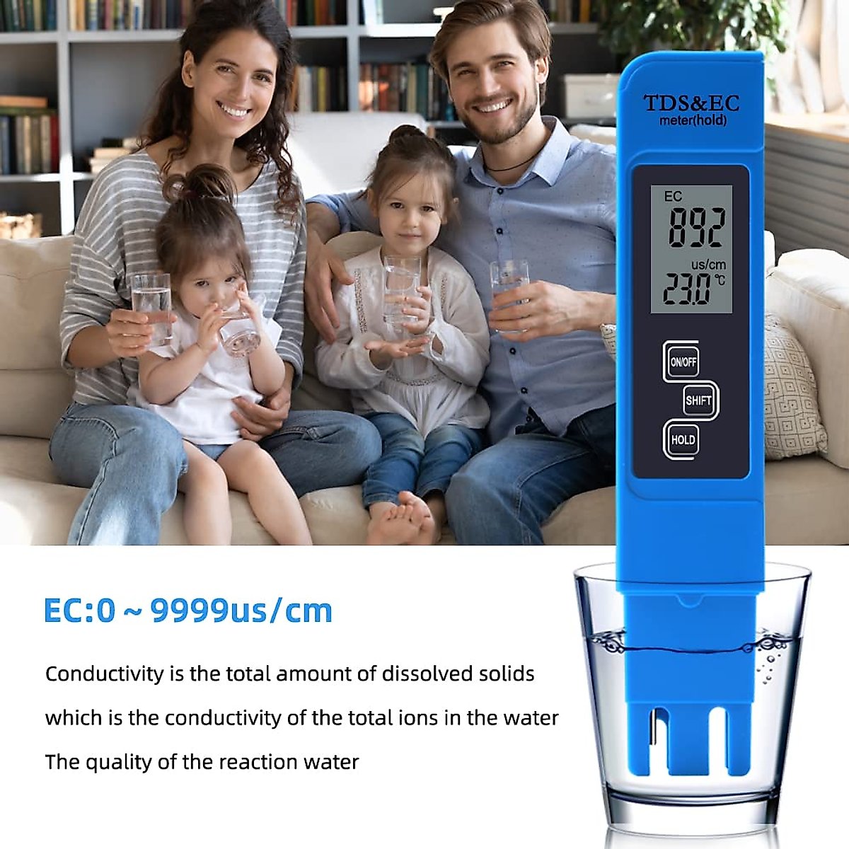 TSKF PH and TDS PPM Meter Pen Type Combo, Digital Water Tester 0.05ph High Accuracy pH Meter with 0-14 pH Measurement Range,± 2% Readout Accuracy 3-in-1 TDS&EC Meter Temperature Meter, UL Certified