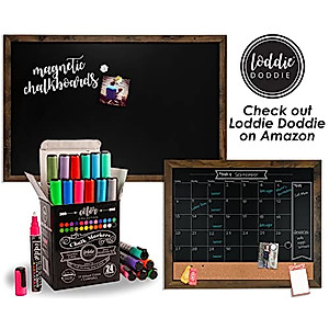 Loddie Doddie Magnetic Chalkboard - Easy-to-Erase Large Chalkboard for Wall Decor and Kitchen - Hanging Black Chalkboards (46x34.5, Rustic Frame)