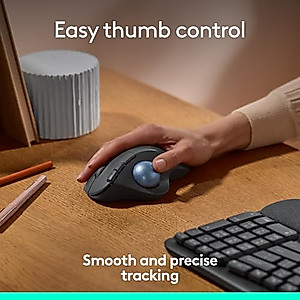 Logitech Ergo M575 Wireless Trackball for Business - Easy Thumb Control, Ergonomic Design, Secured Logi Bolt, Bluetooth, Globally Certified, Windows/Mac/Chrome/Linux - Graphite