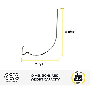 OOK 591821 Monkey Hook, Picture Hanger, Mirror Hanging for Drywall, Hangs up to 35 Pounds, Steel (10 Piece) , White