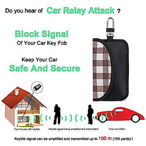 Giftguys Faraday Bag for Key Fob, 2 Pack Faraday Key Fob Protector, Car RFID Signal Blocking, Anti-Theft Pouch Hacking Case Blocker Faraday Cage, Car Gifts Set (Brown)