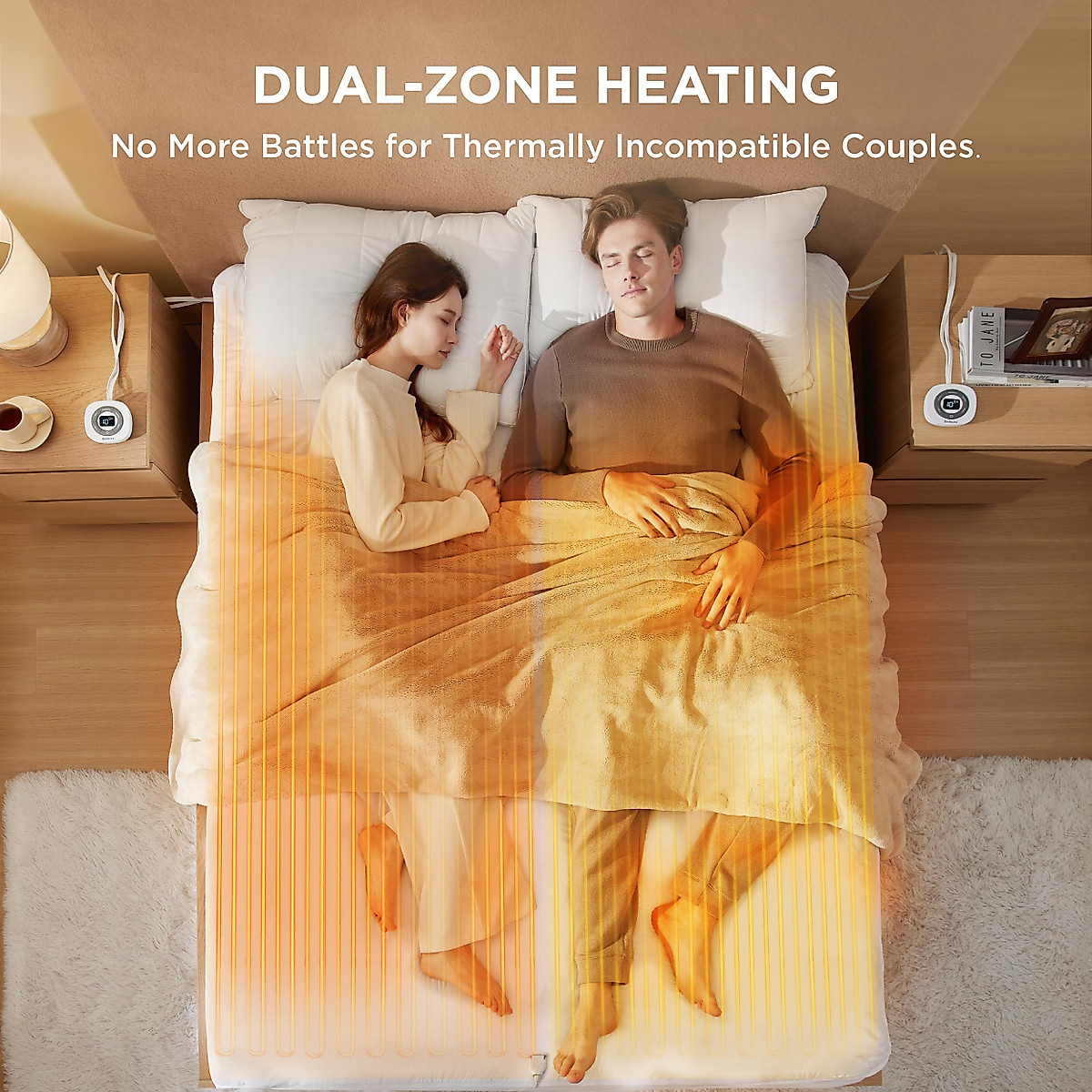 Bedsure Heated Mattress Pad Queen Size - Dual Controller Electric Mattress Pad, Fast Heating Bed Warmer with Deep Pocket, 10 Heat Settings & 12 Hour Timer Auto Shut Off (Queen, 60"x80")