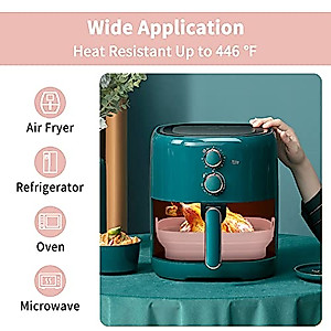 OUTXE 2-Pack 8inch Foldable Square Silicone Air Fryer Liners for 4QT to 6QT Reusable Air Fryer Insert Silicone Air Fryer Cover Easy Cleaning for Oven Accessories (Grey+Pink)