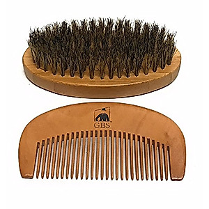 G.B.S Men's Oval Wood Handle Boar Bristle Brush, Beard Comb, Wooden beard comb, Ideal Choice for Men- Professional beard brush for super-stylish beard