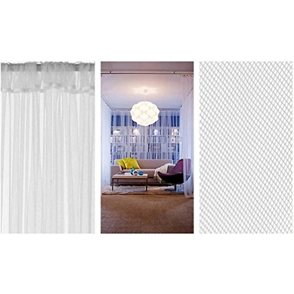 Ikea Mesh Lace Curtains, 110 Inch By 98 Inch, 1 Pair, White