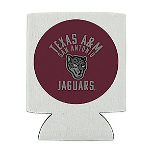 Texas A&M University-San Antonio Jaguars Logo Can Cooler - Drink Sleeve Hugger Collapsible Insulator - Beverage Insulated Holder