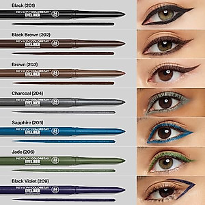 Revlon ColorStay Pencil Eyeliner with Built-in Sharpener, Waterproof, Smudgeproof, Longwearing Eye Makeup with Ultra-Fine Tip, Black Brown, 0.01 oz
