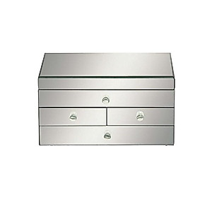 Deco 79 Glass Mirrored 4 Drawer Jewelry Box, 11" x 9" x 6", Silver