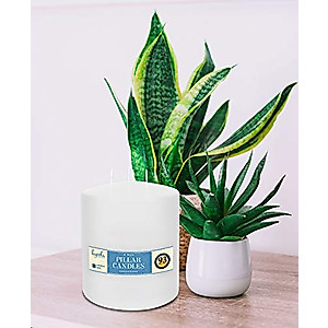 HYOOLA White Three Wick Large Candle - 4.75 x 6 Inch - Unscented Big Pillar Candles - 93 Hour - European Made