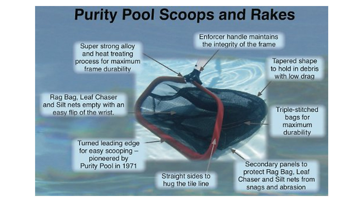 Purity Pool RBTD Red Baron 20-Inch Professional Leaf Rake, Tuff Duty ...