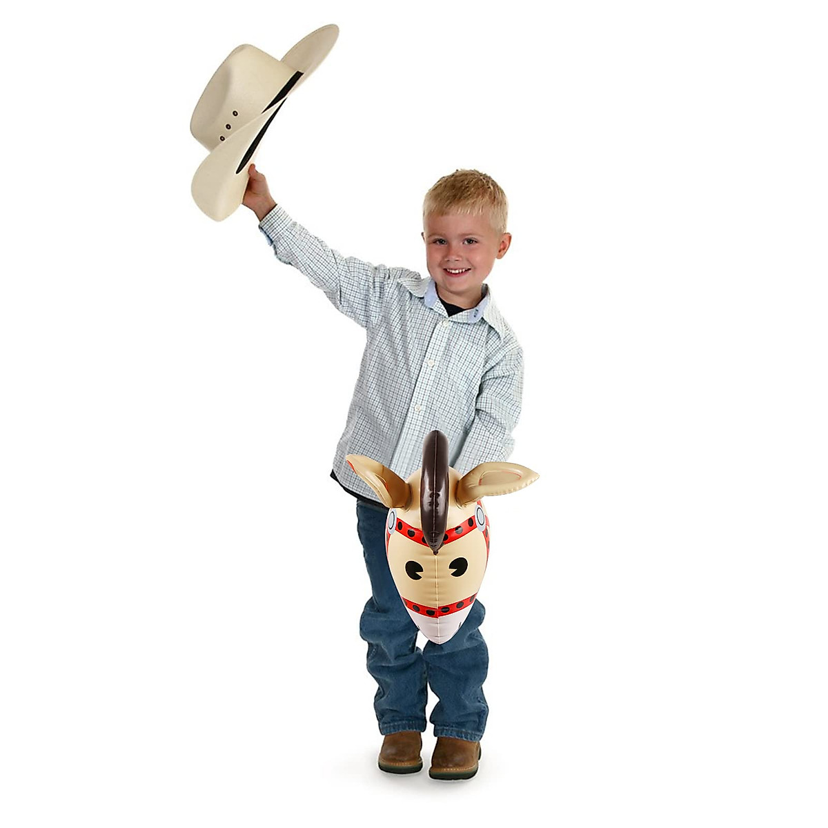 Inflatable Stick Horse,Inflatable Horse Head on Stick Horse Costume Pony/Halloween/Western Cowboy/Horse Baby Shower Birthday Party Decorations Supplies Favors Prop, 37 Inch (Red)