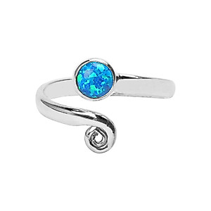 Green Opal Toe ring midi rings 925 Solid Sterling Silver Girl Women Body Jewellery Lab Opal Adjustable Stone Toe Rings