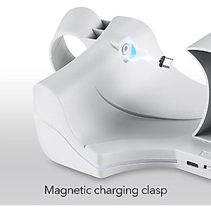 Wasserstein Charging Station with Display Stand - High-Speed Charging Dock Compatible with Meta/Oculus Quest 2 (White)
