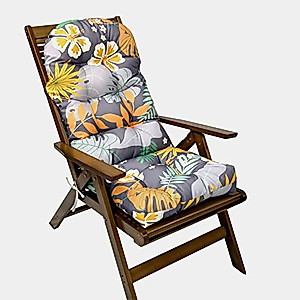 AYGJKIE High Back Rocking Chair Cushion with Ties Non-Slip Chair Pad Lounge Chaise Cushion Outdoor Thick Padded Seat Cushion Reclining Chair Cushion (Color : Flower Tomorrow, Size : 110x50cm)