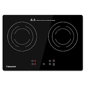 Double Induction Cooktop AMZCHEF Induction Stove Top 2 Burners for RV, Built-in Electric Cooktops With 9 Power Levels, Sensor Touch, 99-min Timer, Safety Lock, Ceramic Glass, 120V, Shared 1800W