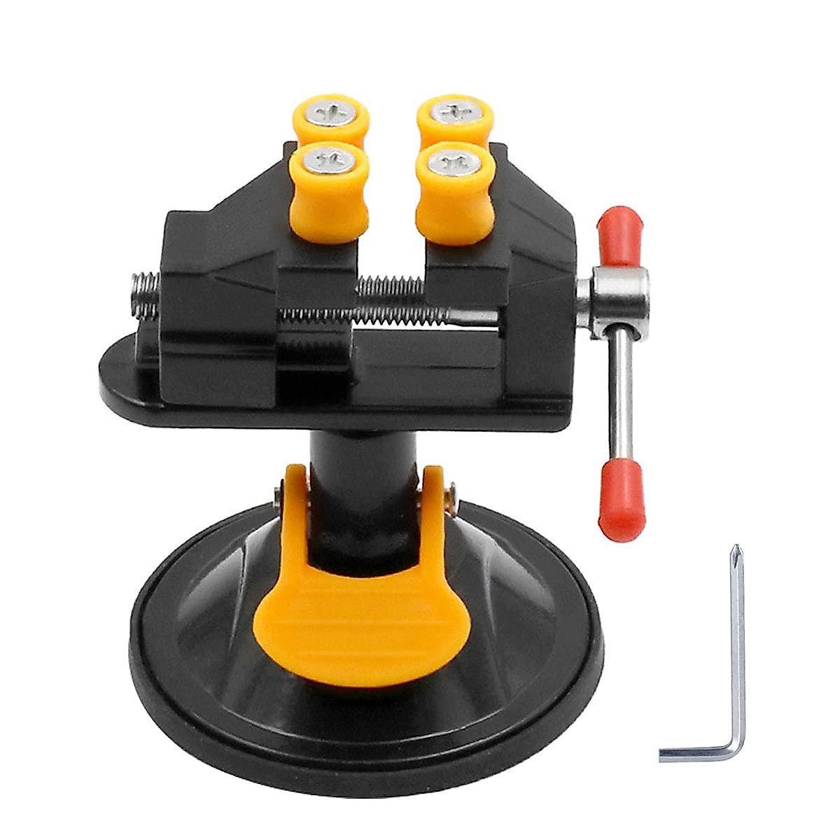 Saipe Universal Mini Table Vise Clamp 360° Suction Vice Clamp Drill Press Vise Table Bench Vice Craft Vise DIY Sculpture Craft Carving Tool for Jewelry Watch Walnut