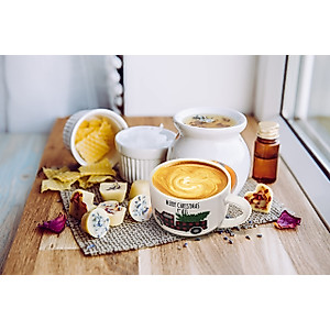 Kovot 24oz Ceramic Christmas Themed Bowl Set with Lid & Handle – Use for Ramen, Soup, Cereal, & as a Coffee Mug – Take Your Food To Go with Airtight Silicone Lid and Steam Vent (4-Pack – Red & White)