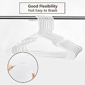 MecTo Hangers 20 Pack, White Notched Coat Hanger Space Saving Plastic Hangers Tubular Heavy Duty Clothes Hangers for Everyday Standard Use on Suits Coats Pants Dress Shirts (White, 20 Pack)