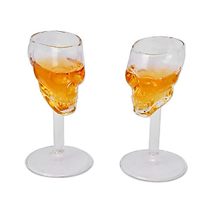 DS. DISTINCTIVE STYLE Skull Shot Glass 2 Pieces Double Shot 75 Milliliter 2.5 Ounce Whiskey Glass