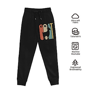 Goat Men's Casual Yoga Sweatpants Workout Athletic Elastic Waist Pants Outdoor Jogger Pants Medium Black
