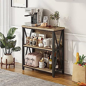 FATORRI Small Bookcase, Wood and Metal Low Short Bookshelf, Industrial Book Case and Rustic Book Shelf for Small Space (Rustic Oak)