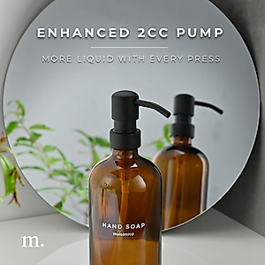 MaisoNovo Soap Dispenser 3-Piece Set | 16.9oz Amber Bottles with Black Stainless Steel Pumps