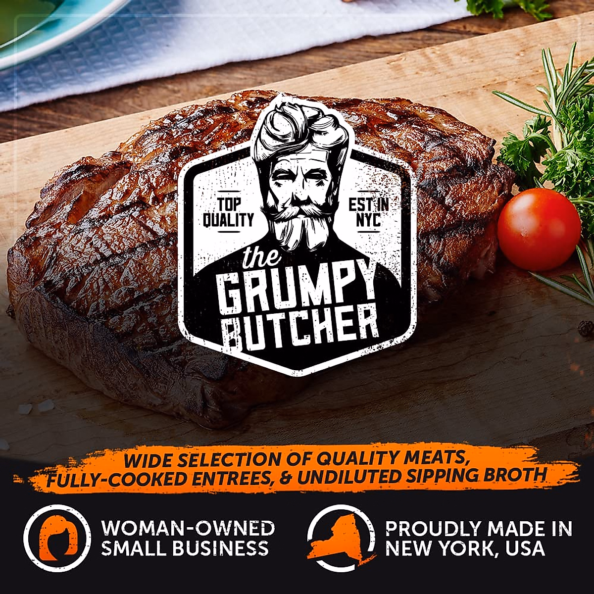 Grumpy Butcher Ribeye Steaks, 4 Pack (14 oz each) - Prime Steak House Quality Ribeye Steak Meat - With Steaks Gift Packages Specials Option
